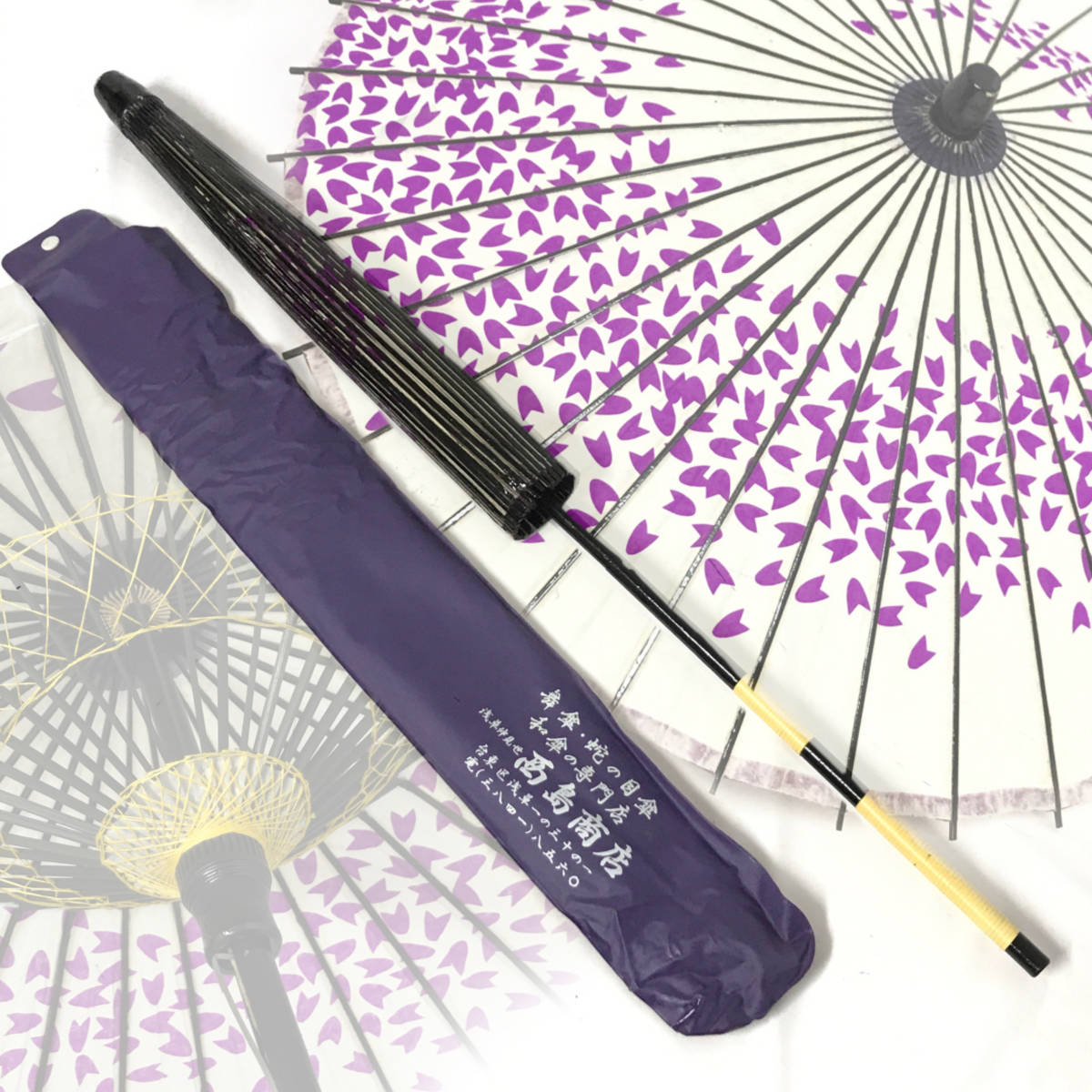 BF5/28 和傘 舞傘 浅草 番傘 コスプレに 花びら柄 西島商店 オシャレ 置物 飾り 紫 白 桜吹雪(和装小物)｜売買されたオークション情報、yahooの商品情報をアーカイブ公開 ...