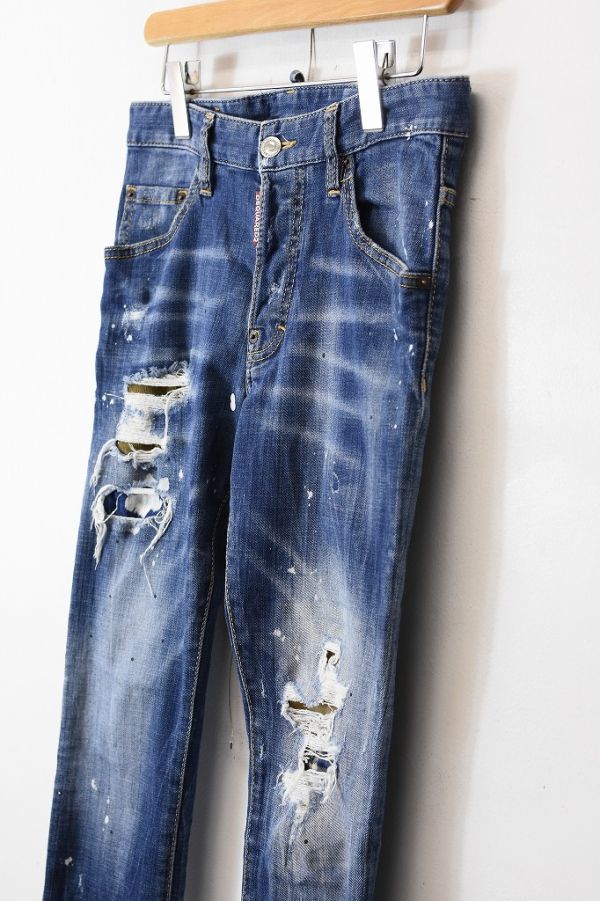 2435 DSQUARED2 ディースクエアード メンズ ダメージ加工 デニム ジーンズ ボトムス ペイント スリム ボタンフライ 5ポケット ブルー 42(W31～)｜売買されたオークション ...
