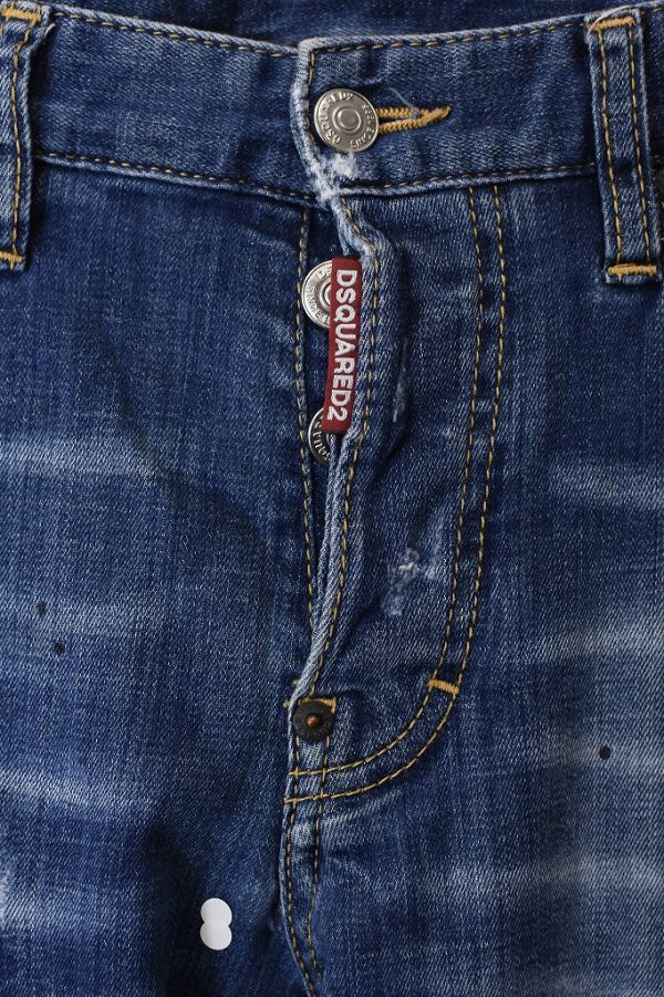 2435 DSQUARED2 ディースクエアード メンズ ダメージ加工 デニム ジーンズ ボトムス ペイント スリム ボタンフライ 5ポケット ブルー 42(W31～)｜売買されたオークション ...