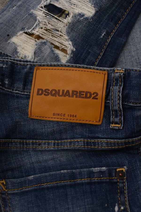 2435 DSQUARED2 ディースクエアード メンズ ダメージ加工 デニム ジーンズ ボトムス ペイント スリム ボタンフライ 5ポケット ブルー 42(W31～)｜売買されたオークション ...