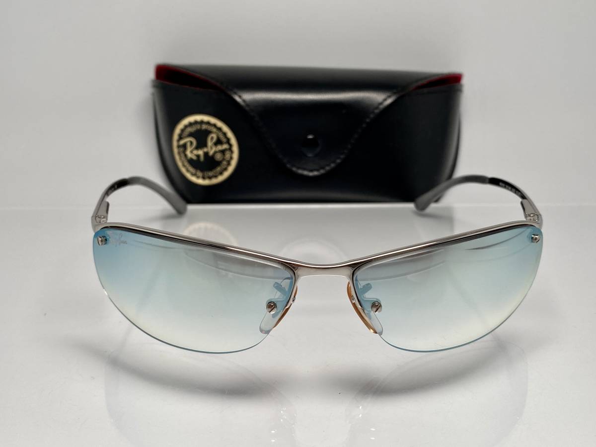 ケース付 RAY-BANレイバン RB3179 TOPBAR 003/Z1 シルバー/ブルーグラデーションミラーレンズ トップバーメタル F1 ...