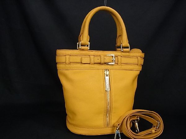 1円 MICHAEL KORS マイケルコース レザー 2WAY クロスボディ ハンドバッグ ショルダー 斜め掛けかばん イエロー系 ...