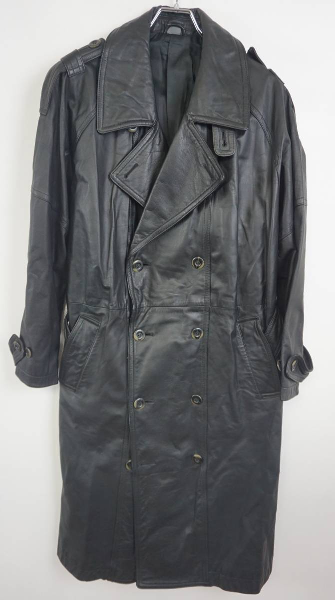 K224 オールド INTERMEZZO インターメッツォ ダーバン レザーコート トレンチコート レザー 革ジャン M ブラック メンズ(Mサイズ)｜売買されたオークション情報、yahooの ...