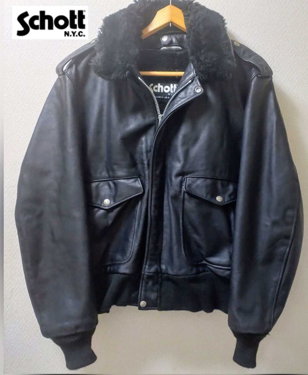 Schott ショット ボンバー 184 SM 黒 サイズ42(ライダースジャケット)｜売買されたオークション情報、yahooの商品情報を ...