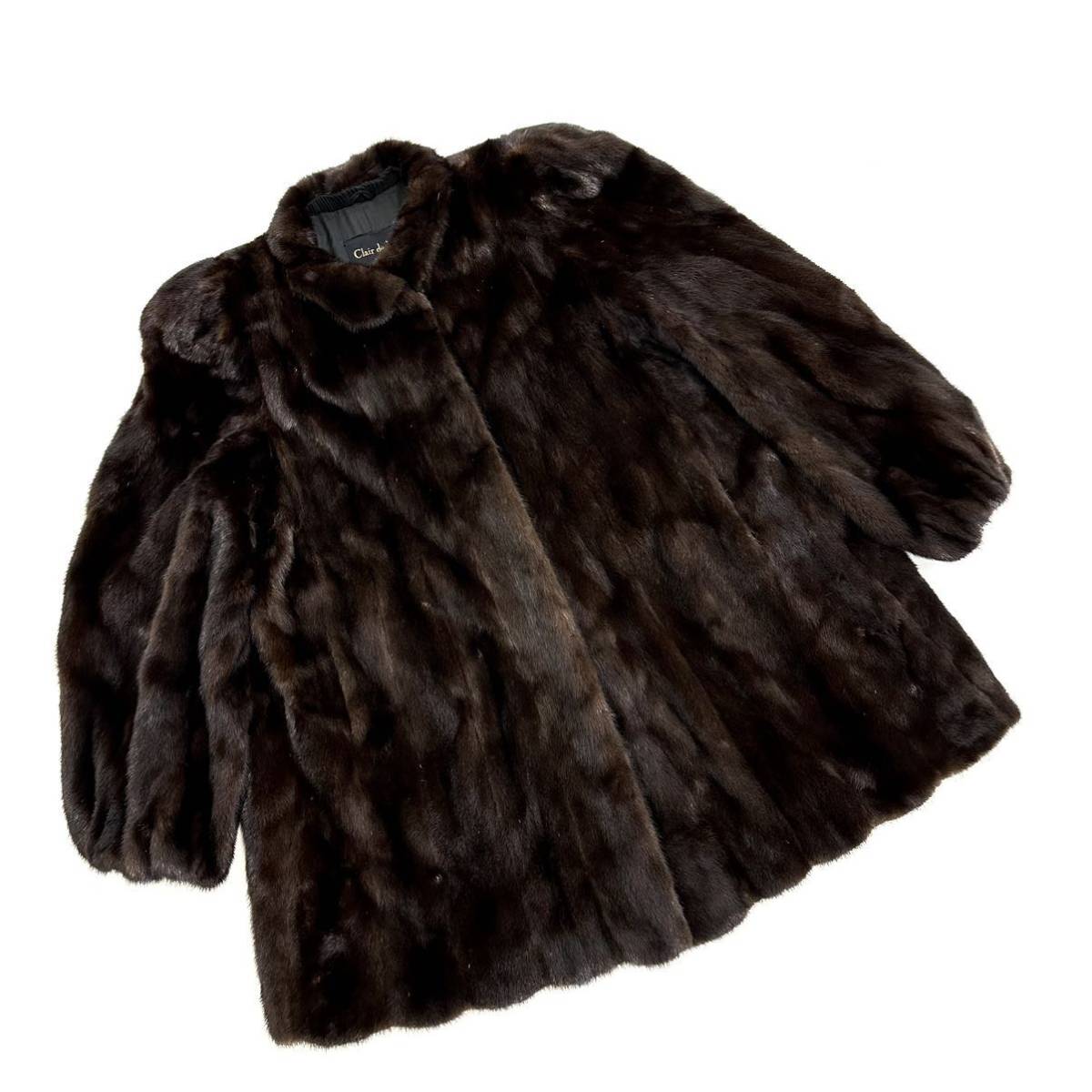 貂商 h2064 Cliar de Lune BY EMBA ブラックグラマミンク ハーフコート セミロング ミンクコート 貂皮 mink身丈 ...
