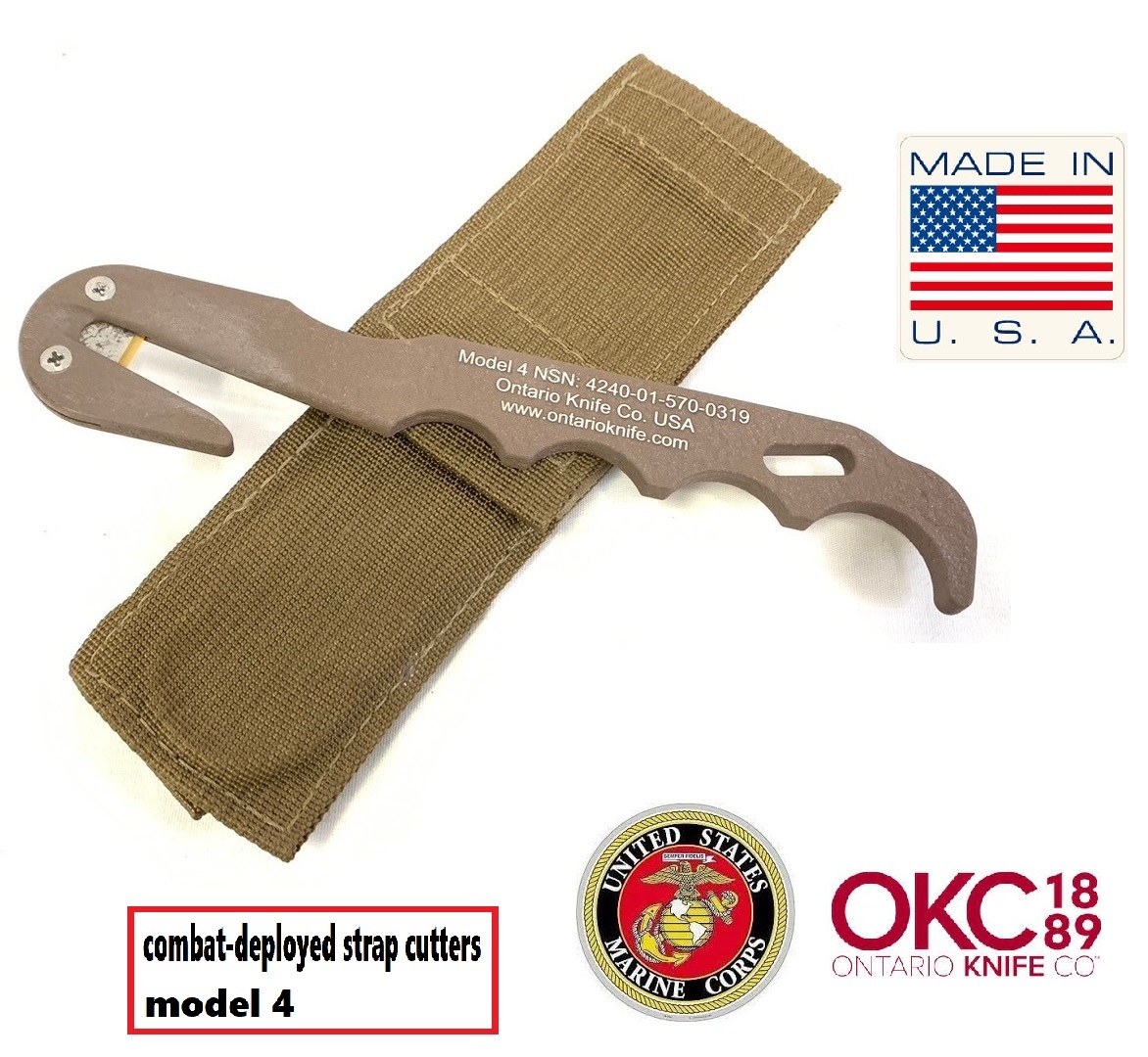 米軍放出品 ストラップカッター パラシュートカッター レスキューツール ミリタリー ケース付き USMC OKC model 4 ネコポス ...