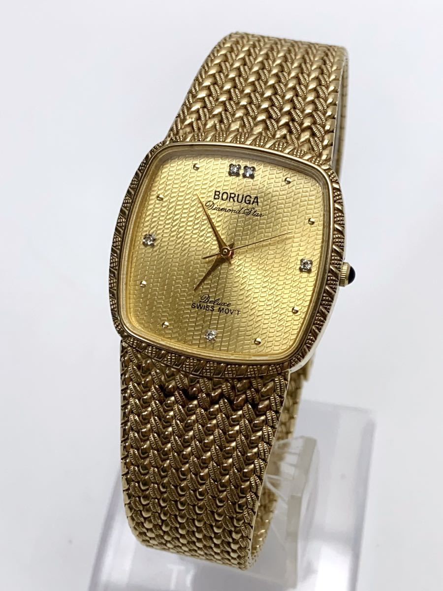 T920 BORUGA ボルガ HB-001M ダイヤモンドスター クォーツ QZ 3針 スクエア 腕時計 ゴールド文字盤(その他)｜売買され ...