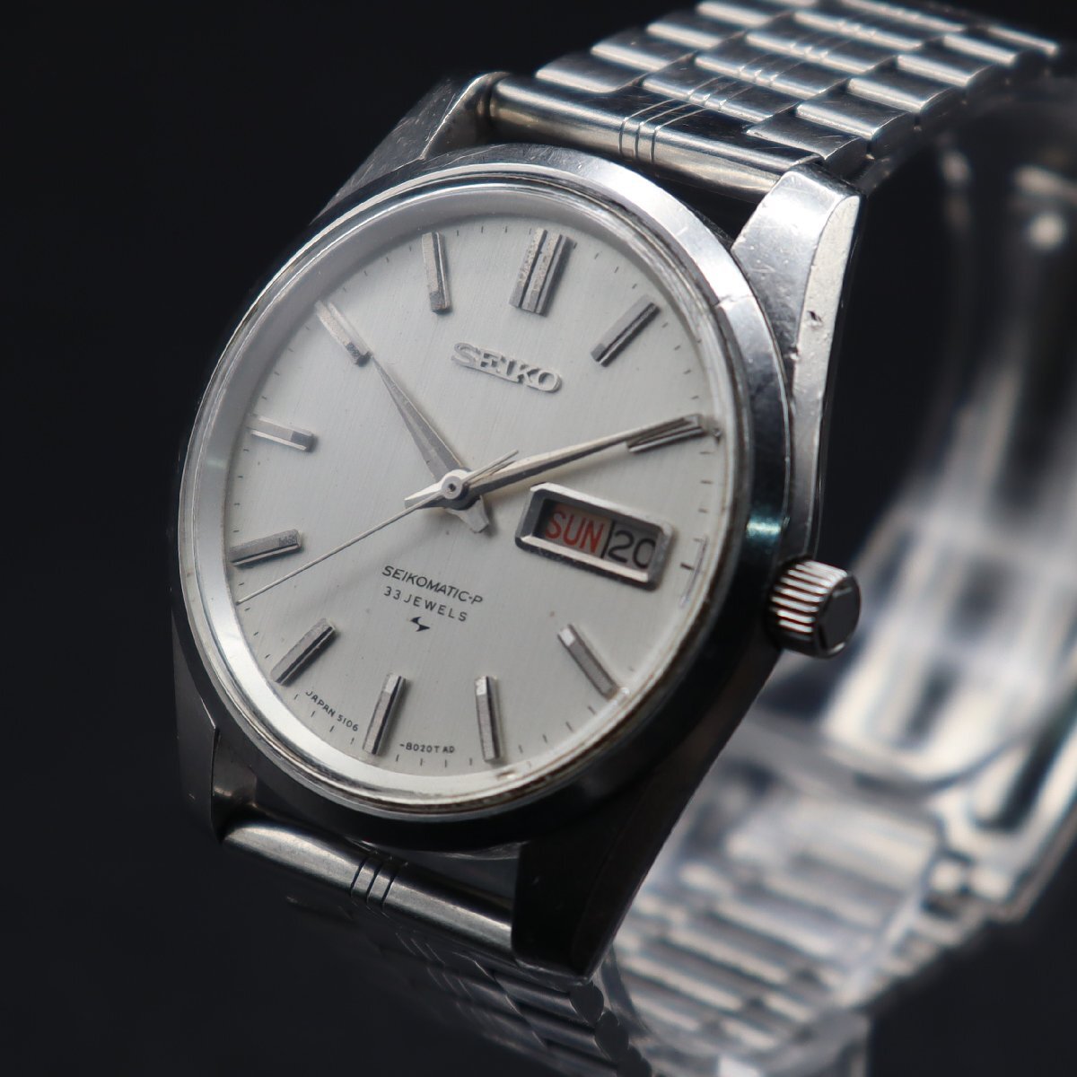 SEIKOMATIC-P セイコーマチックP 5106-8010 自動巻き 33石 白 1967年 英デイデイト 亀戸工場 ヴィンテージ ...