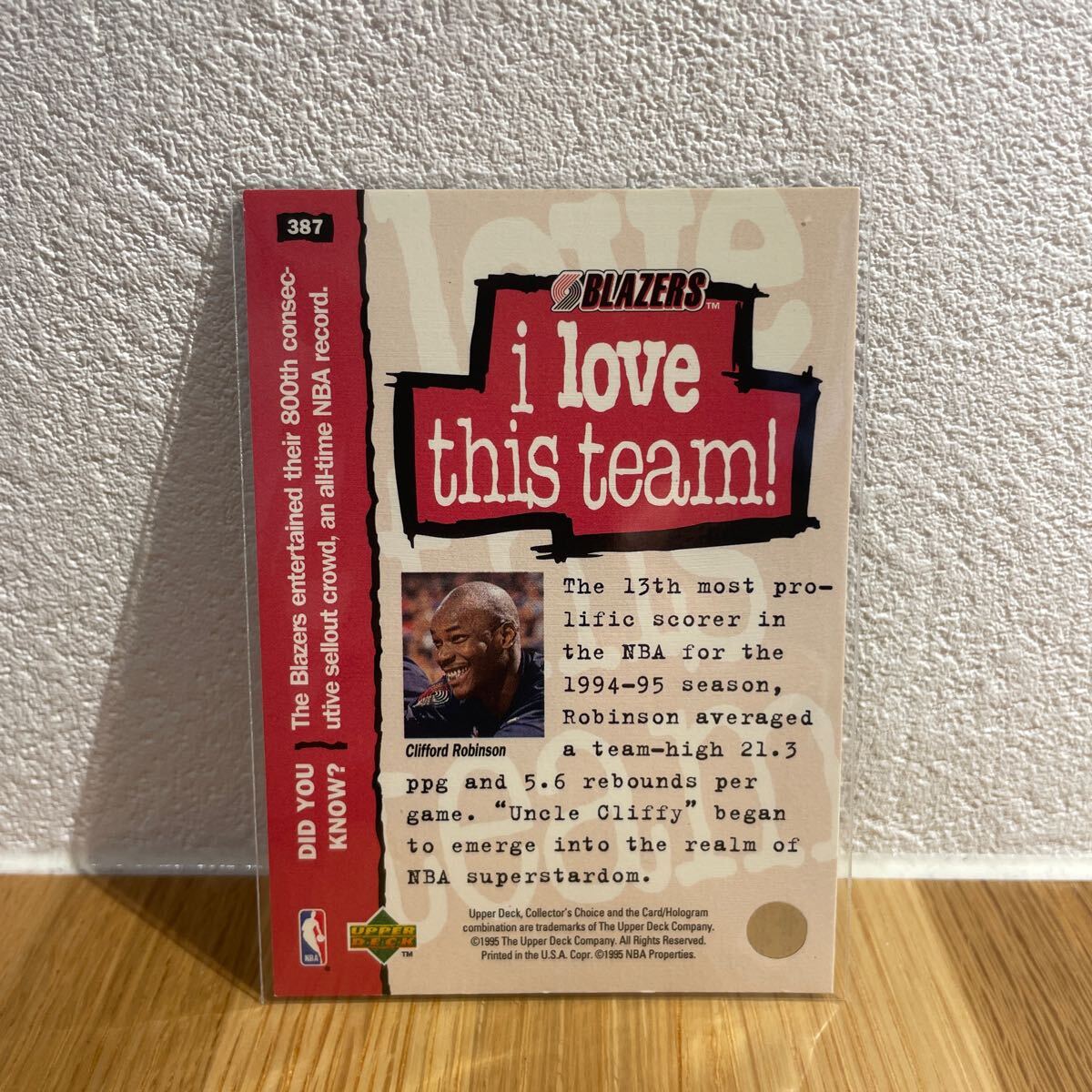 NBA 1995-96 Upper deck Collector's Choice CLIFFORD ROBINSON クリフォード ロビンソン #387 Players club ...