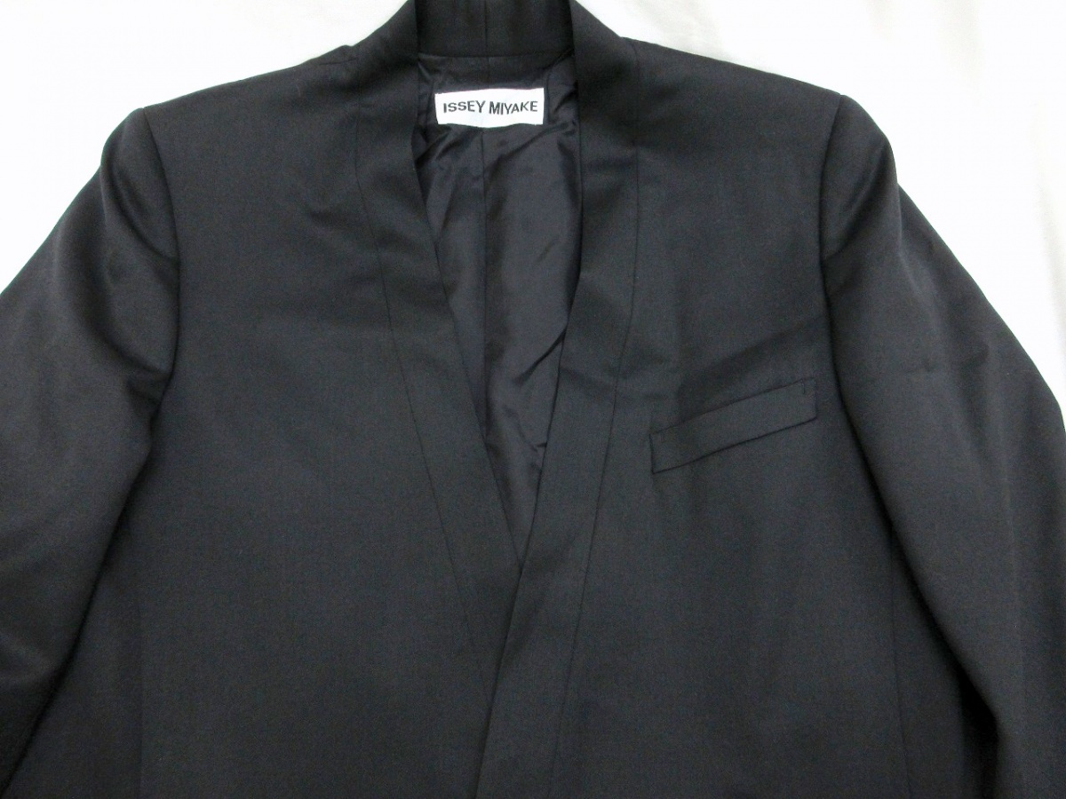 ISSEY MIYAKE イッセイミヤケ ジャケット M IM23-FD378 ブラック 毛100% 日本製 PLEATS PLEASE ...