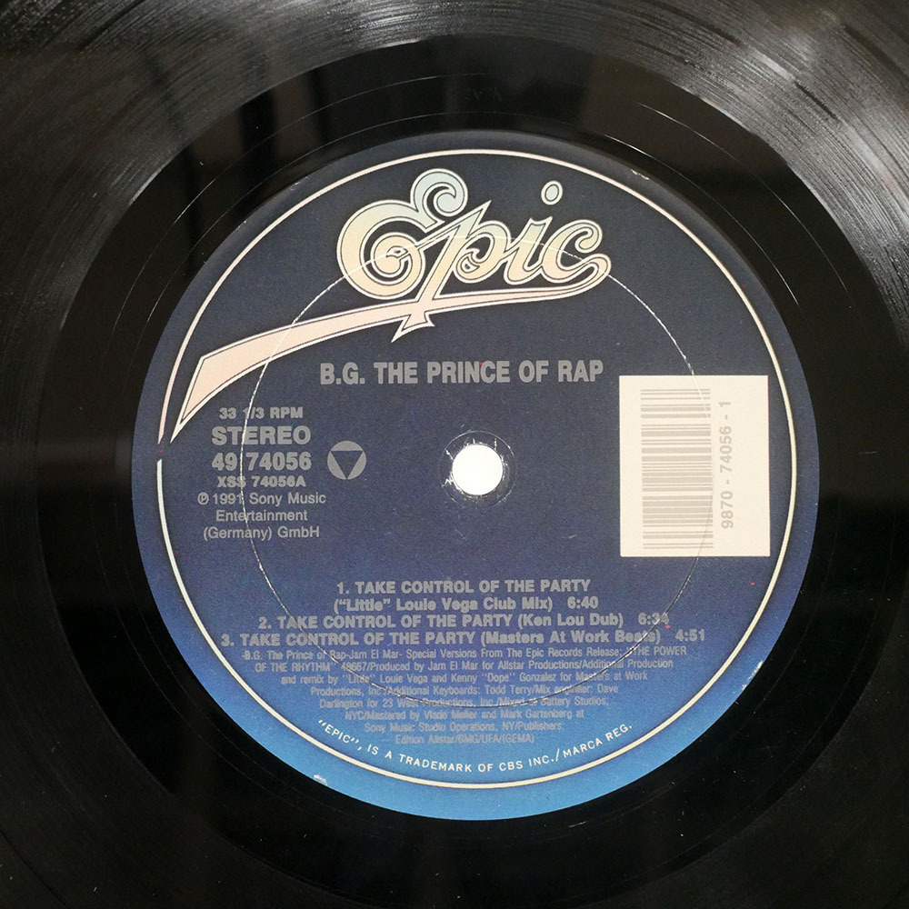 B.G. THE PRINCE OF RAP/TAKE CONTROL OF THE PARTY/EPIC 4974056 12(クラブ ...
