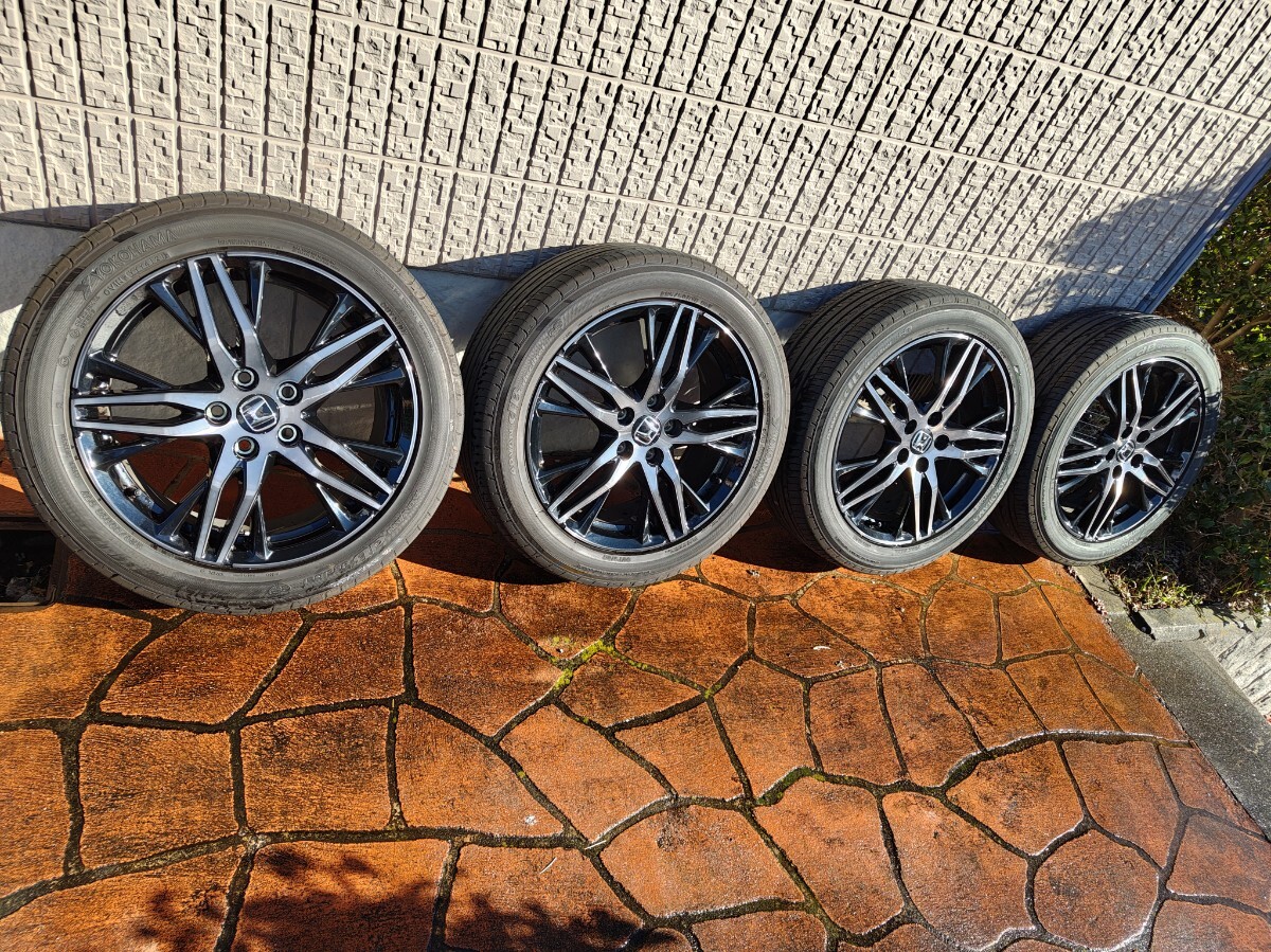 RC4 オデッセイ 後期 アブソルート 純正ホイール ガリキズなし 4本セット 手渡し可 18インチ 7J +55 114.3 5穴 ヨコハマ ...
