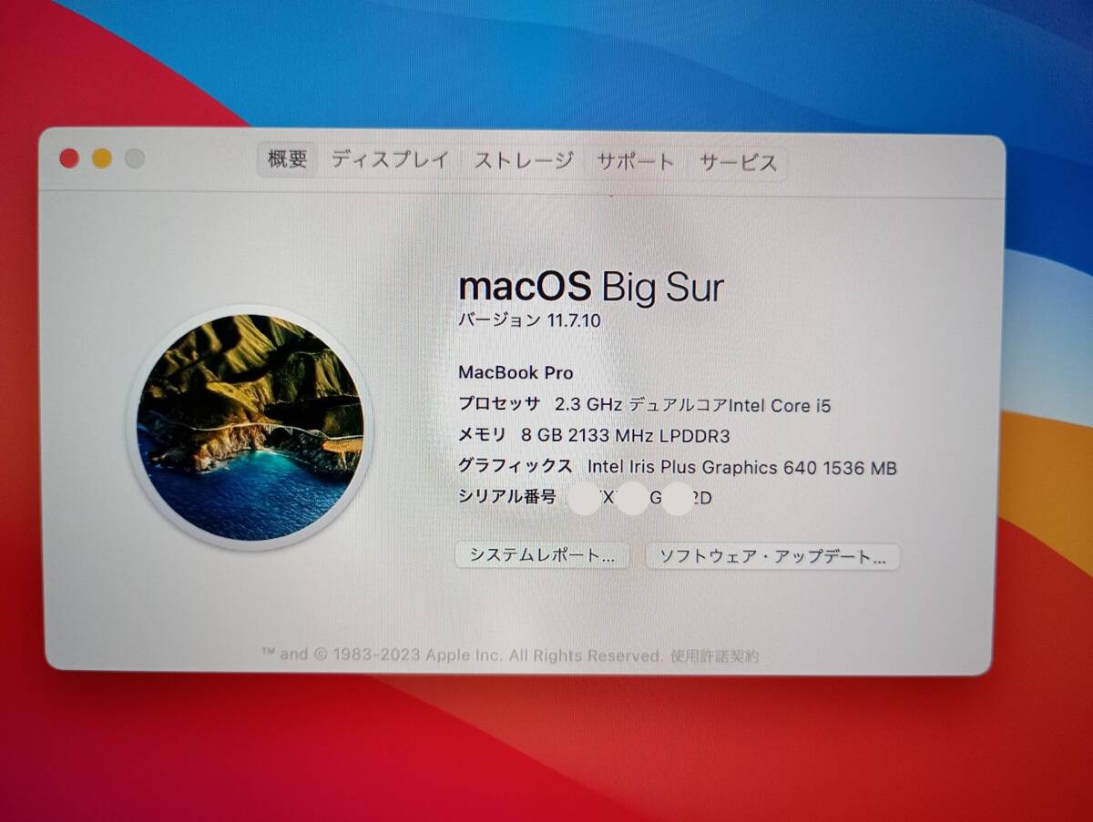 11222 MacBook Pro 13-inch 2017 Two Thunderbolt 3 ports A1708 Core i5 2.3GHz/mac OS Big Sur ...