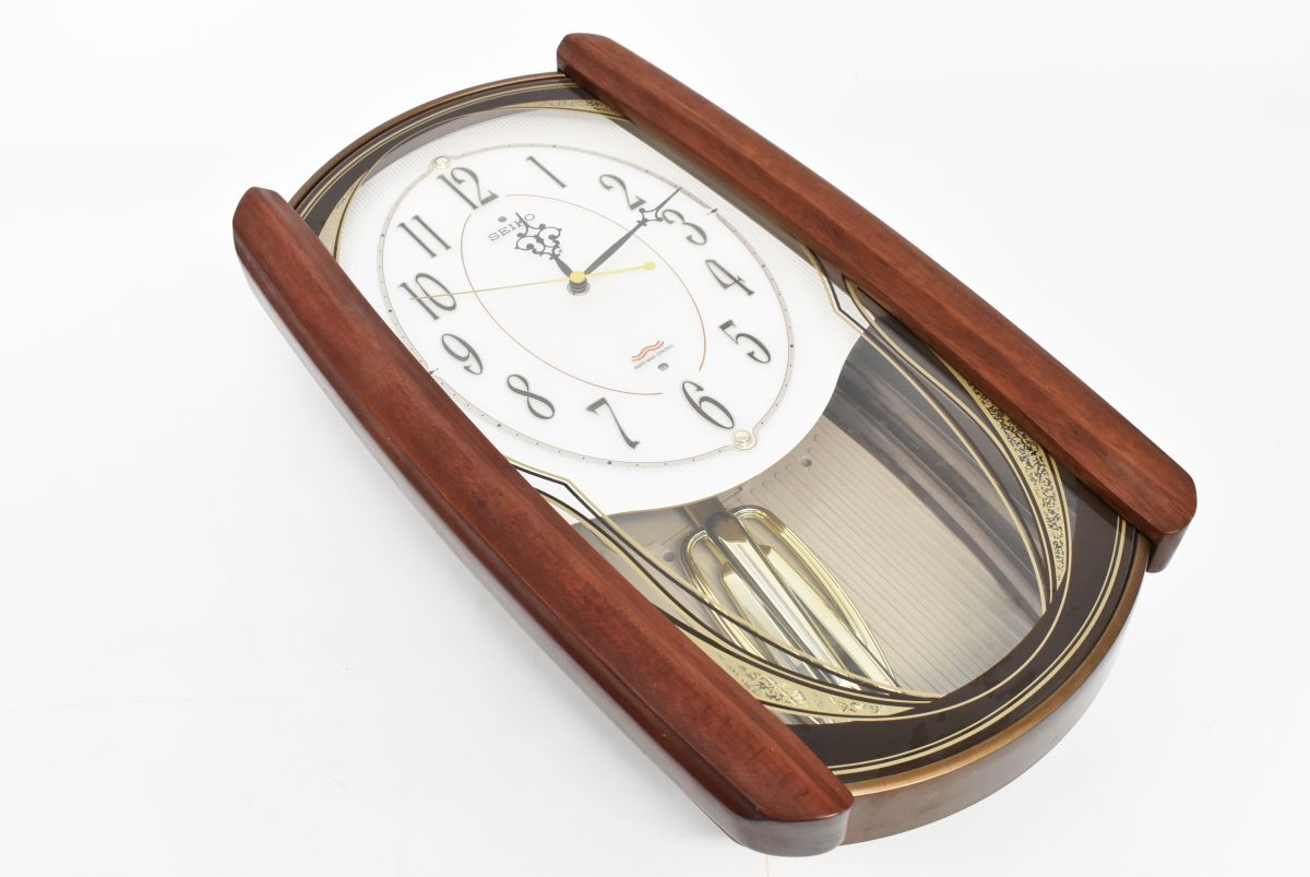 1031L 0121M14 1円 SEIKO セイコー 掛時計 電波時計 振り子時計 RQ203B レトロ インテリア ジャンク品(アナログ ...