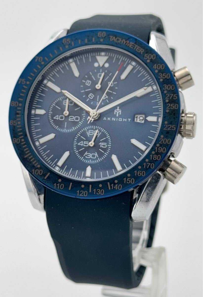AKNIGHT 1円 AK-5140 クロノグラフ ブルー 腕時計 メンズ クォーツ 稼働 L13725(クロノグラフ＋カレンダー)｜売買されたオークション情報、yahooの商品情報を ...
