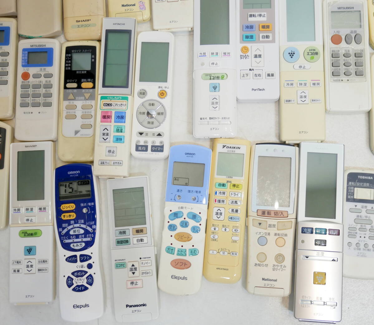 R704-H165 1円 エアコンリモコン 計74点 大量まとめ MITSUBISHI National TOSHIBA Panasonic CORONA HITACHI SHARP ...