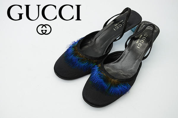 M3546 GUCCI 孔雀羽飾り付きBストラップサンダル 36 1/2(サンダル)｜売買されたオークション情報、yahooの商品情報を ...