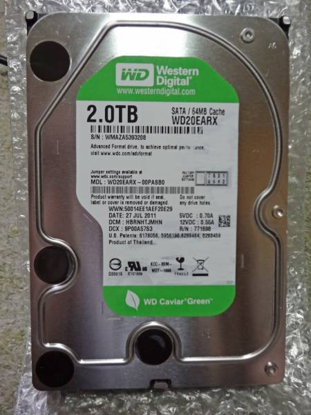 WD Western Digital WD20EARX 2.0TB HDD 64MB Cache SATA600(2TB～)｜売買された ...