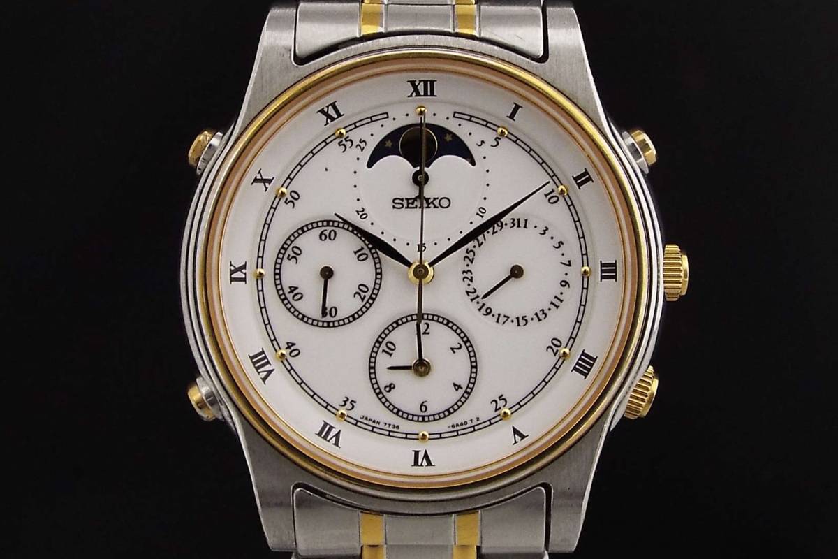 SEIKO CRUISING セイコー クルージング ムーンフェイズ/クロノグラフ/クオーツ/メンズ腕時計/7T36-6A80/T077(その他)｜売買されたオークション情報、yahooの商品 ...
