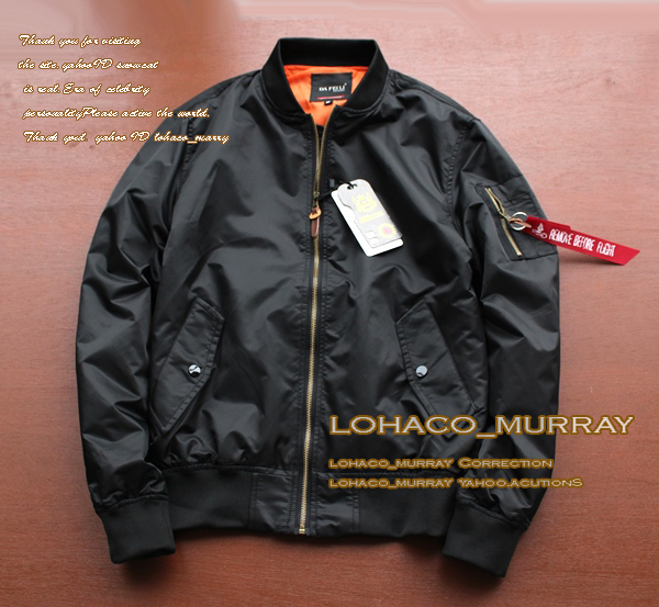Da FEILI 黒XL メンズ 秋 MA1フライト ジャケット BLACK×オレンジ ナイロン 薄手 軽量ボンバー ジャンパー ブルゾン 他 ...