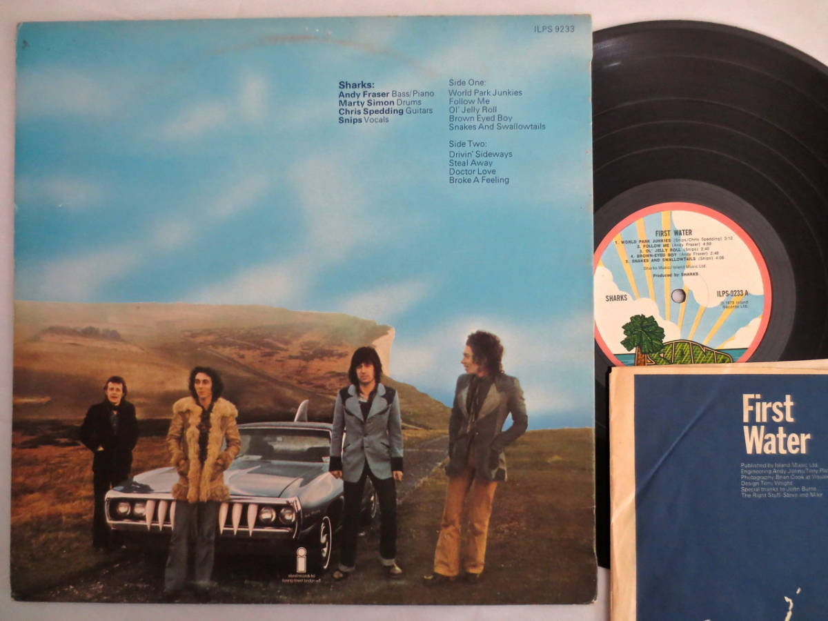 SHARKS First Water UK Island Orig A-3U / B-2U マザー両面1 美盤 爆音再生 アンディ フレイザー ...