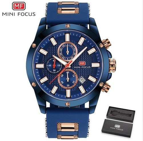 海外ブランド MINIFOCUS トップラグジュアリーブランド スポーツ メンズ レザーストラップ クォーツ 防水性 ブルー(電波時計)｜売買されたオークション情報、yahooの商品情報を ...