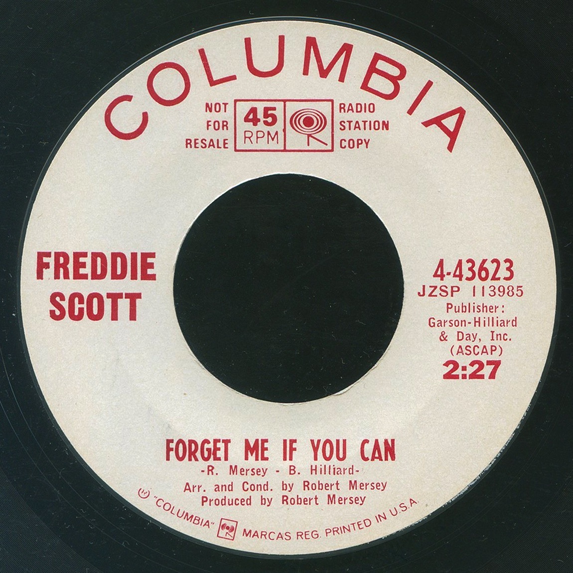 SOUL 45 FREDDIE SCOTT / Forget Me If You Can / COLUMBIA(R&B、ソウル)｜売買された ...