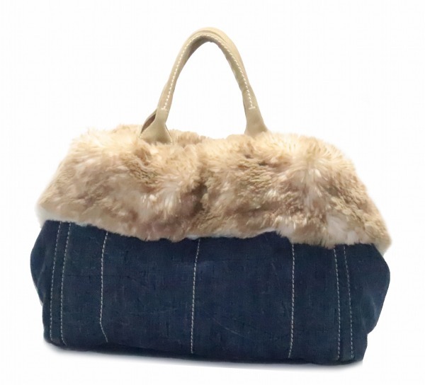 PRADA プラダ BN2182 エコファー カナパ デニムキャンバストートバッグ 鞄(トートバッグ)｜売買されたオークション情報、yahooの商品情報をアーカイブ公開 - オークファン ...