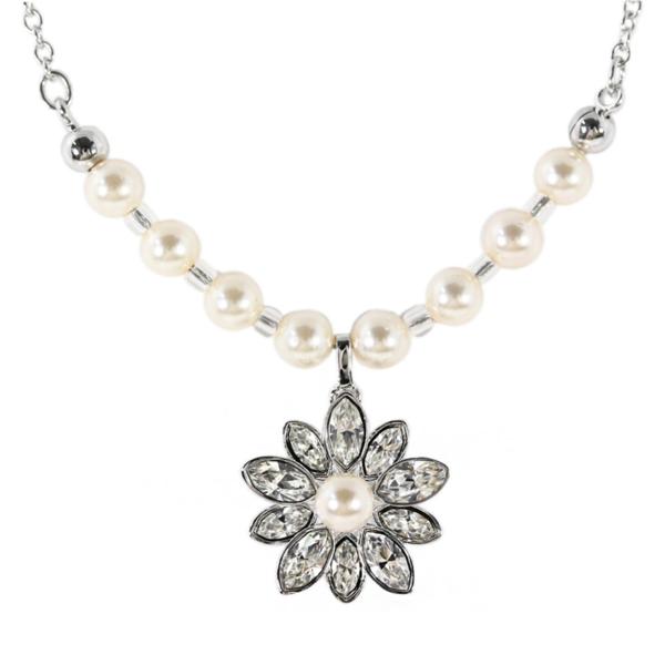 超 スワロフスキー フラワーモチーフ ネックレス ペンダント-4.7g/5118318/シルバー×ホワイト/SWAROVSKI 翌日配送可 ...