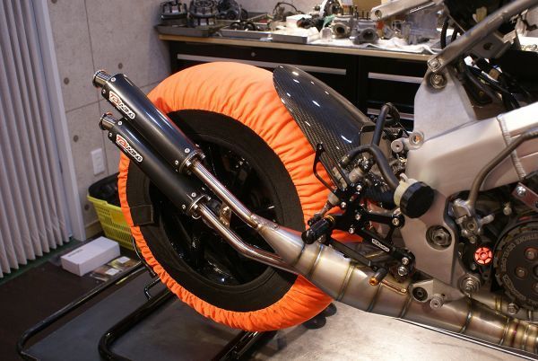 1円スタート T2Racing×MotoTron製 コラボタイヤウォーマー 前後セット120/70 165/55 GP250 SP250 ...
