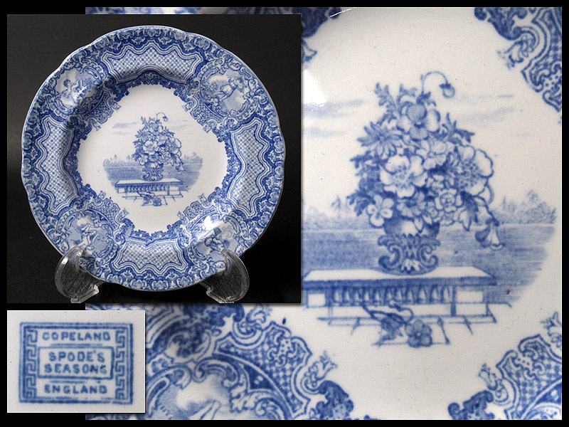 侍 アンティーク コープランド スポード シーズンズ ブルー＆ホワイト 天使/フラワーポット図 プレート #240(スポード)｜売買されたオークション情報、yahooの商品情報をアーカイブ公開 ...