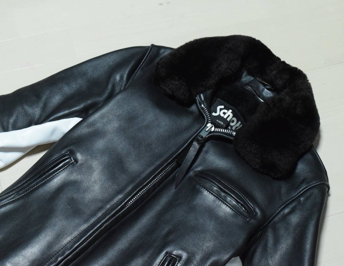 schott ショット 642 牛革 カウレザー 襟ボア付き シングル ライダース ジャケット 黒 36 //(ライダースジャケット)｜売買されたオークション情報、yahooの商品情報を ...