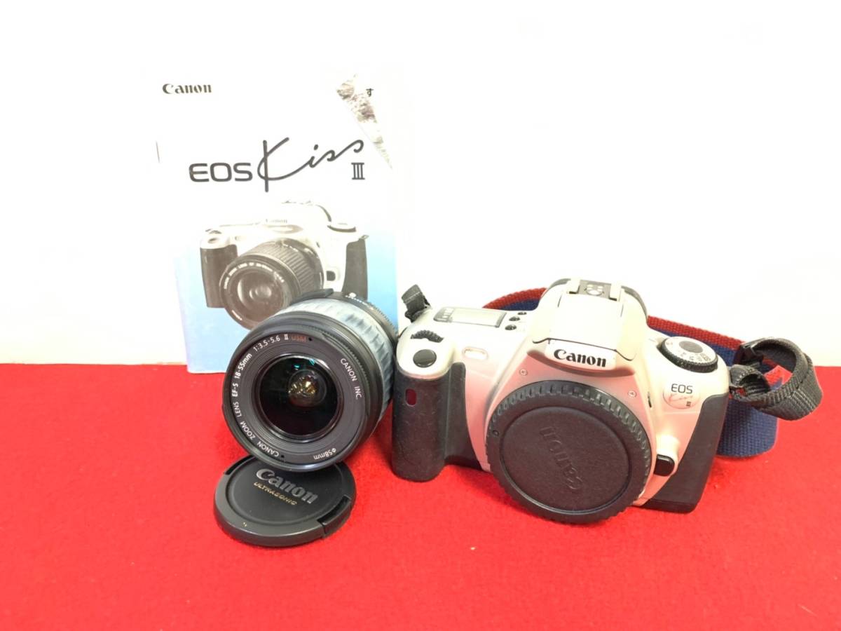 C-379再: Canon/キャノン EOS KISSIII 一眼 フィルム カメラ /EF-S18-55mm. 1:3.5-55mm ...