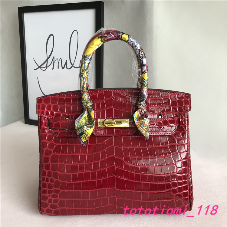 高級感溢れる 上品 最高級天然ワニ革＆牛革 アクアブルー 本革 ハンドバッグ トートバッグ 2WAY 女性用 赤 30CM(クロコダイル)｜売買されたオークション情報、yahooの商品情報を ...