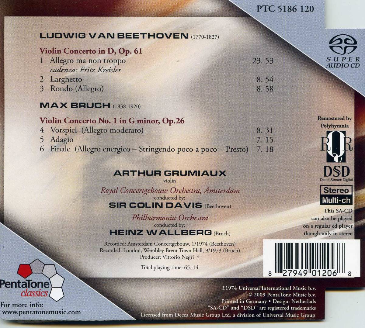 SACD/CD Pentatone グリュミオー ベートーヴェン/ブルッフ ヴァイオリン協奏曲(協奏曲)｜売買されたオークション情報 ...