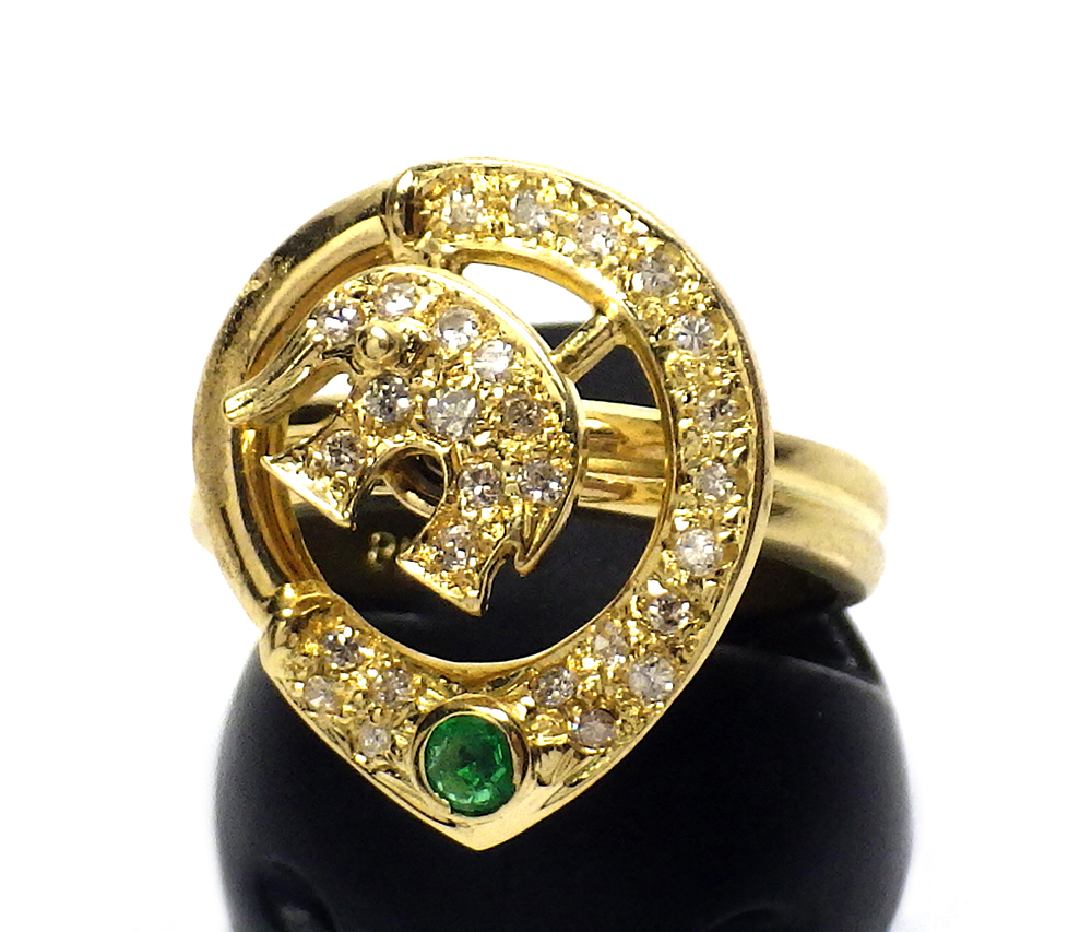 エメラルド ダイヤモンド 象 スウィングリング K18 5.5g 11号 Jewelry Emerald0.06ct Dia0.21ct Ring(イエローゴールド台)｜売買されたオークション ...