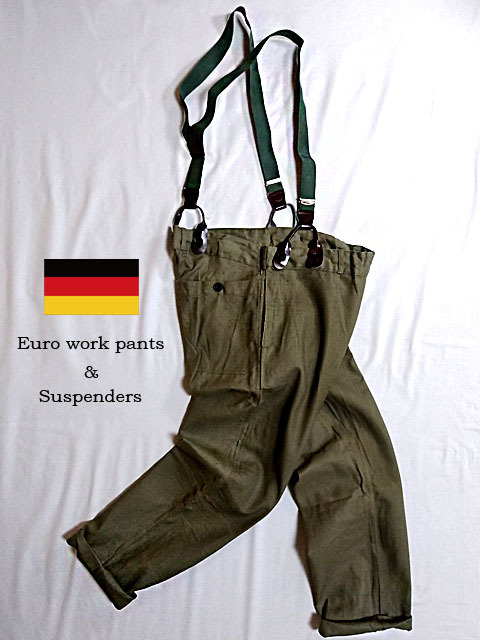 7 deadstock Euro work pants and suspenders from Germanyw43l74 ヨ ーロッパ古着 ...