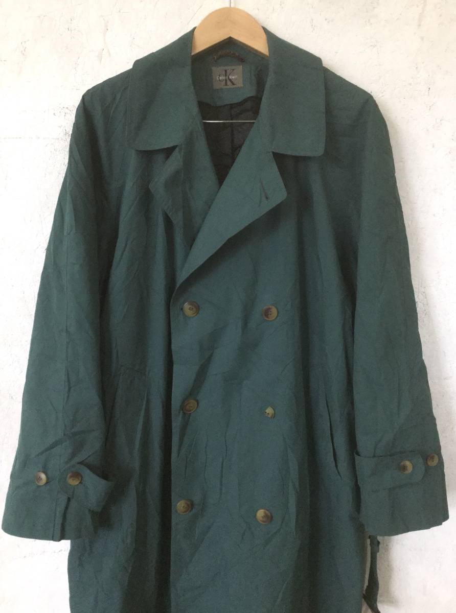 G978 CK Calvin Klein カルバン クライン トレンチコート 42SHORT 春先 アウター スプリングコート アメリカ古着 ...