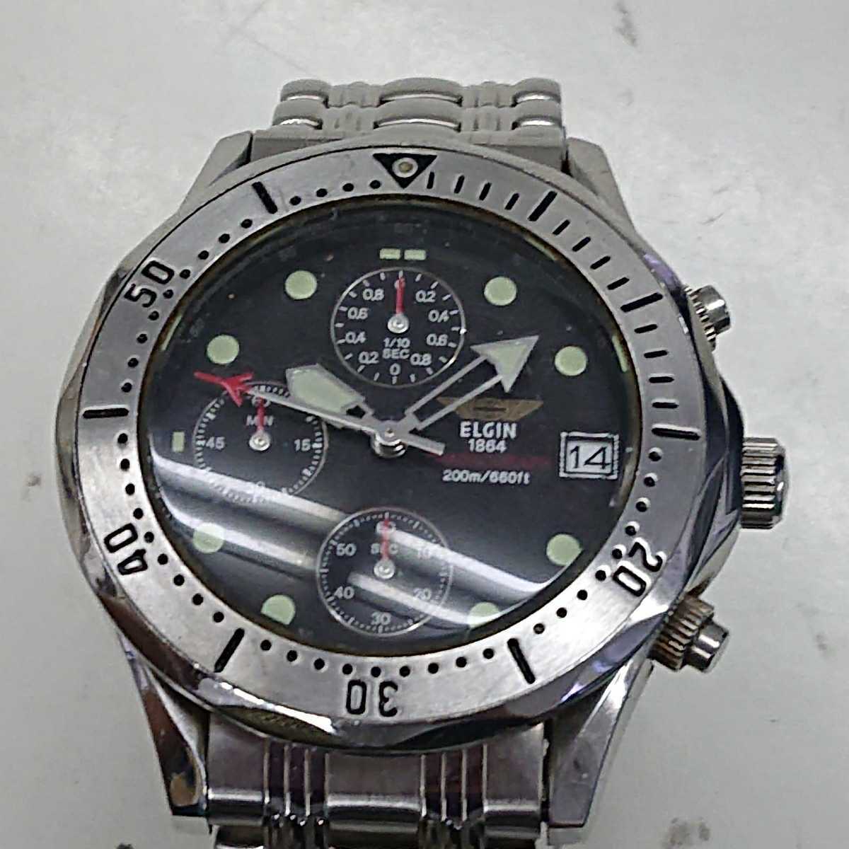 腕時計 ELGIN エルジン FK-588-MA クロノグラフ 200M メンズクォーツ 電池切れ動作未確認ジャンク扱い 加(エルジン)｜売買 ...
