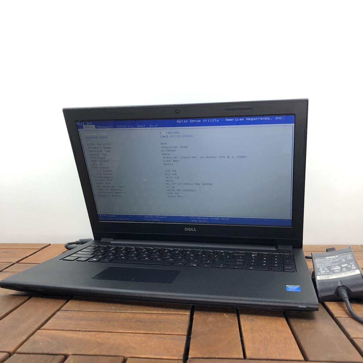 1円 ジャンク DELL デル/Inspiron 15/P40F Core i3-4005U/メモリ4GB /光学ドライブ /BIOS起動 ...