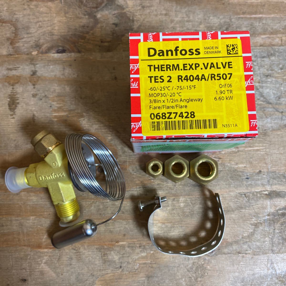 品 Danfoss ダンフォス温度膨張弁 TES2 R404A オリフィス 06 冷媒-60℃ -25℃ 3/8x1/2インチ フレアナット ...