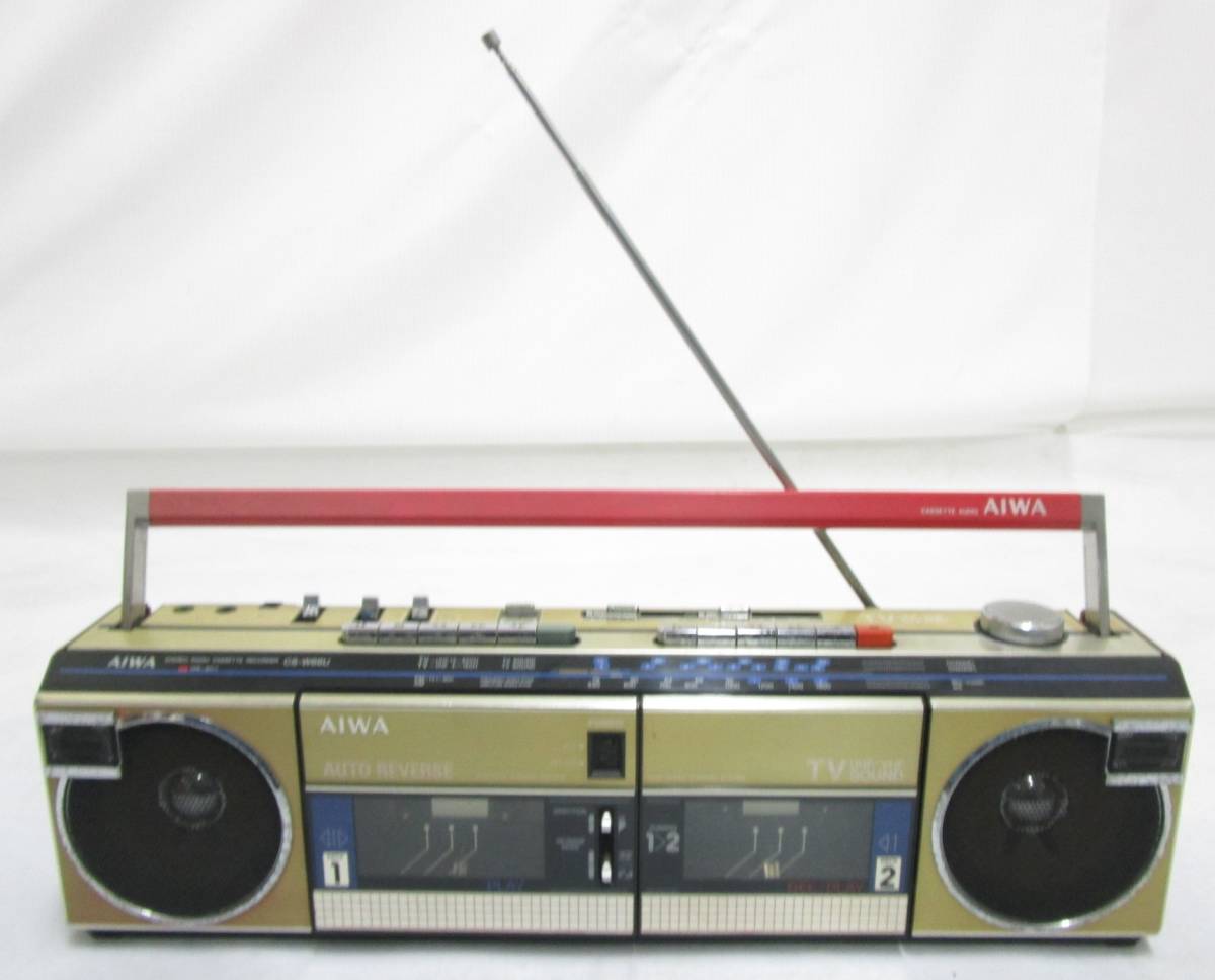 10 27-346569-21 S AIWA アイワ CS-W66 STEREO RADIO CASSETTE RECORDER ラジカセ AM / FM ラジオ オーディオ機器 名27 ...