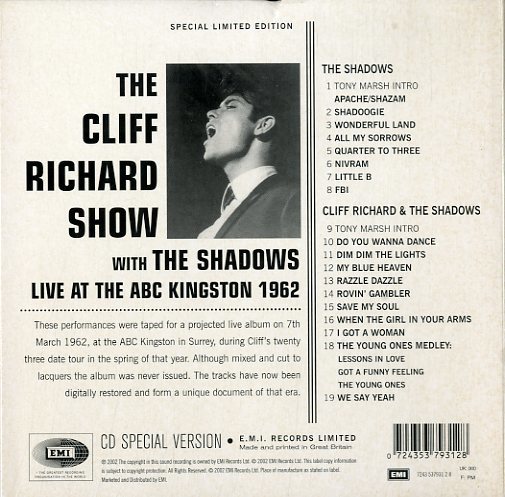 D00083507/ CD/クリフ リチャード The Cliff Richard Show Live At The ABC Kingston ...