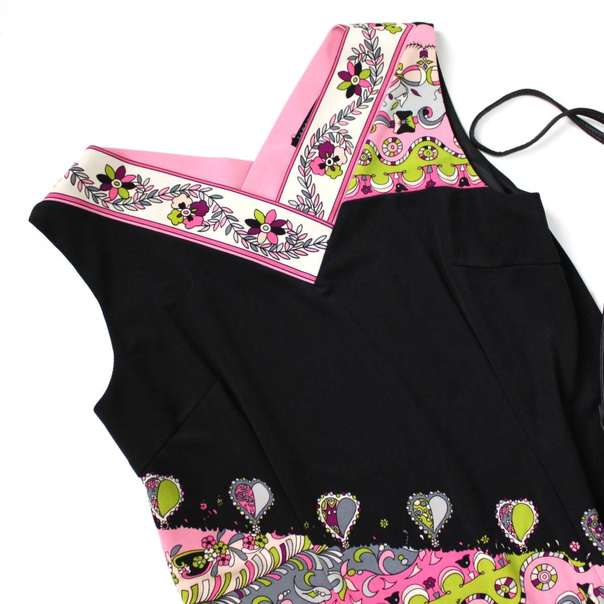 TABASA PLUS タバサプラス ペイズリー柄 ノースリーブ ワンピース ジャージー ワンピース 黒×ピンク 34 M イベント ドレス(タバサ)｜売買されたオークション情報、yahooの ...