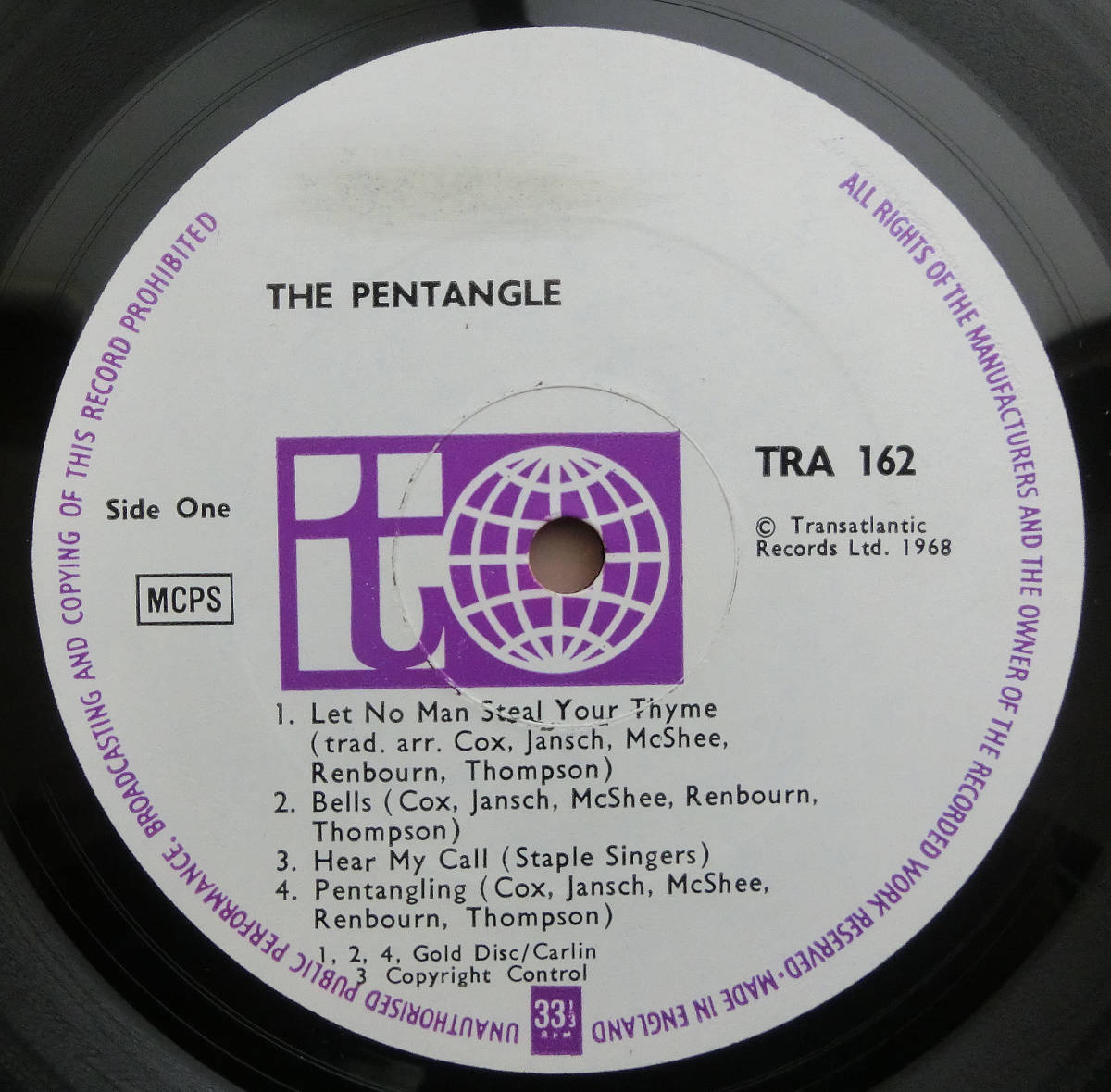 PENTANGLE Shel Talmy 無 レーベル TRA162 UK ペンタングル 1st LP Bert Jansch John ...