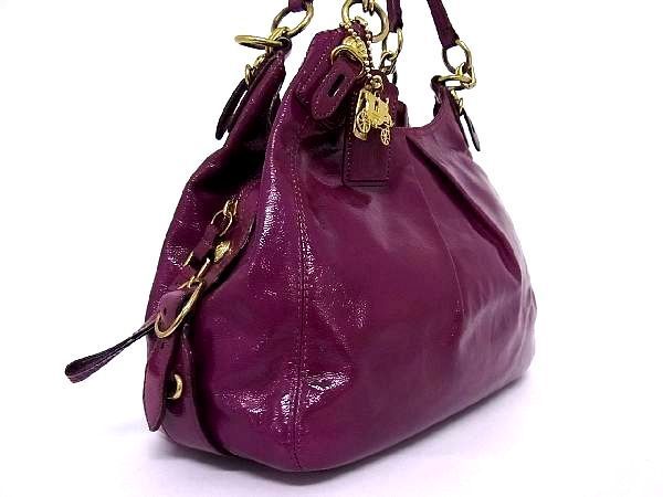 1円 COACH コーチ 15734 パテントレザー ゴールド金具 ショルダーバッグ 肩掛け レディース ワインレッド系 M4463Bオ(女性 ...