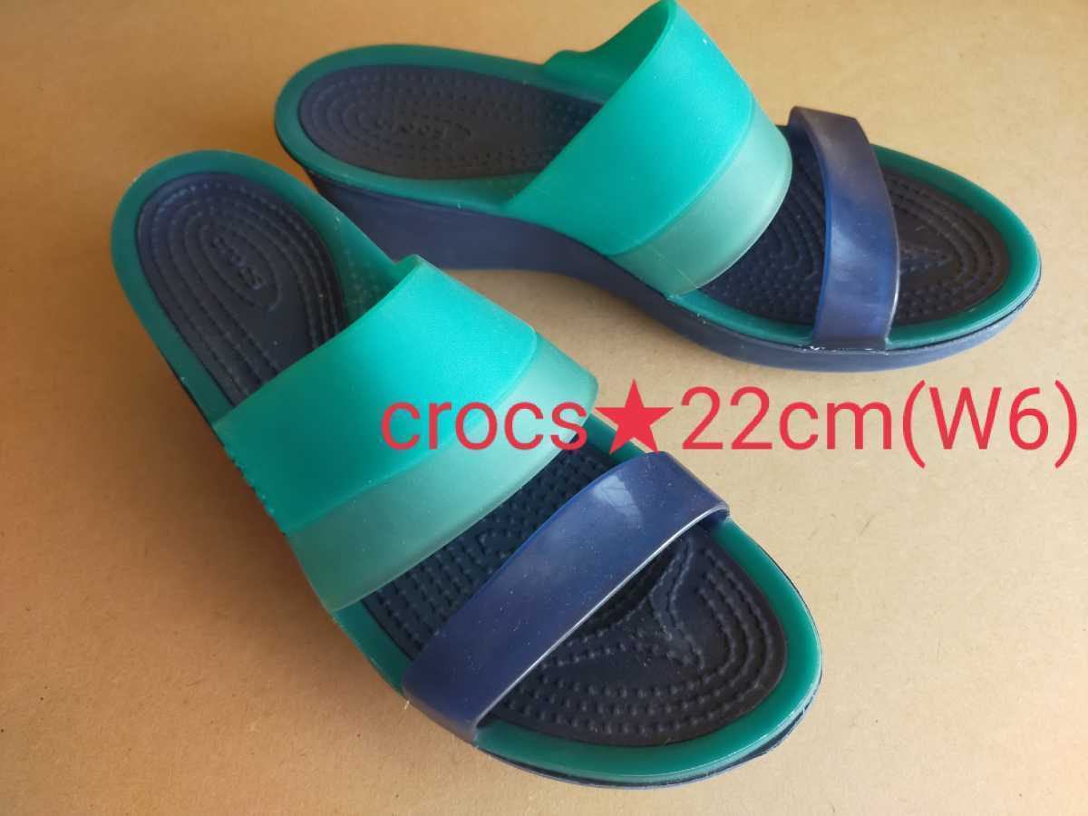 crocsクロックス 22cm W6 ブルー グリーン色 サンダル レディース ジュニア ヒール高約5cm(22cm)｜売買されたオークション情報、yahooの商品情報をアーカイブ公開 ...