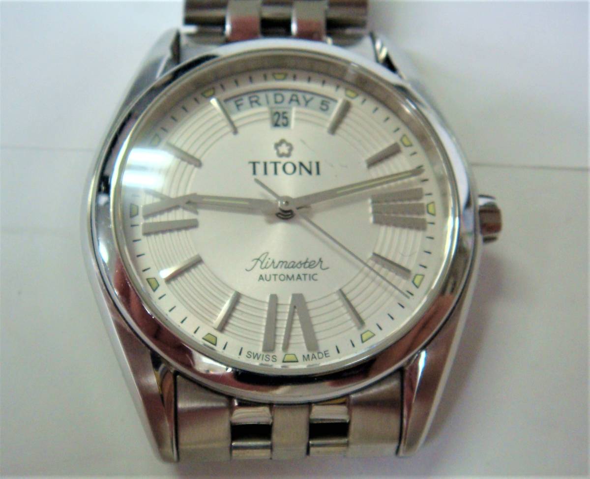 Titoni Air Master Automatic チトニー エアーマスター 自動巻き デイデイト 正確動作稼働中の出品(3針＋カレンダー)｜売買されたオークション情報、yahooの商品 ...
