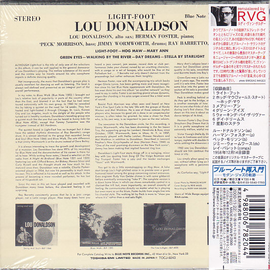 24bit RVG 紙ジャケ 廃盤CD ルー ドナルドソン LOU DONALDSON 1958 ライト フット LIGHT-FOOT TOCJ-9243 BLUE NOTE SOUL ...