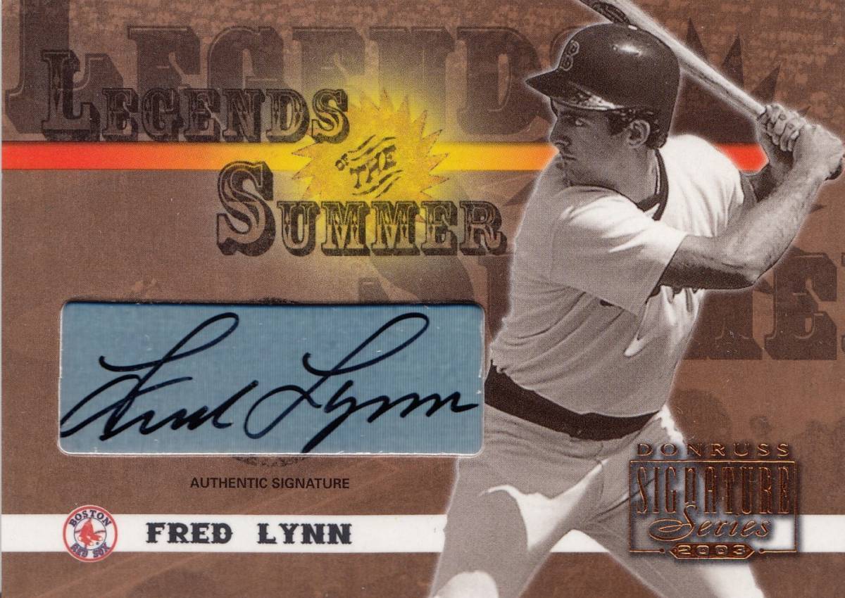 FRED LYNN AUTO 2003 DONRUSS SIGNATURE SERIES LEGENDS OF THE SUMMER RED ...